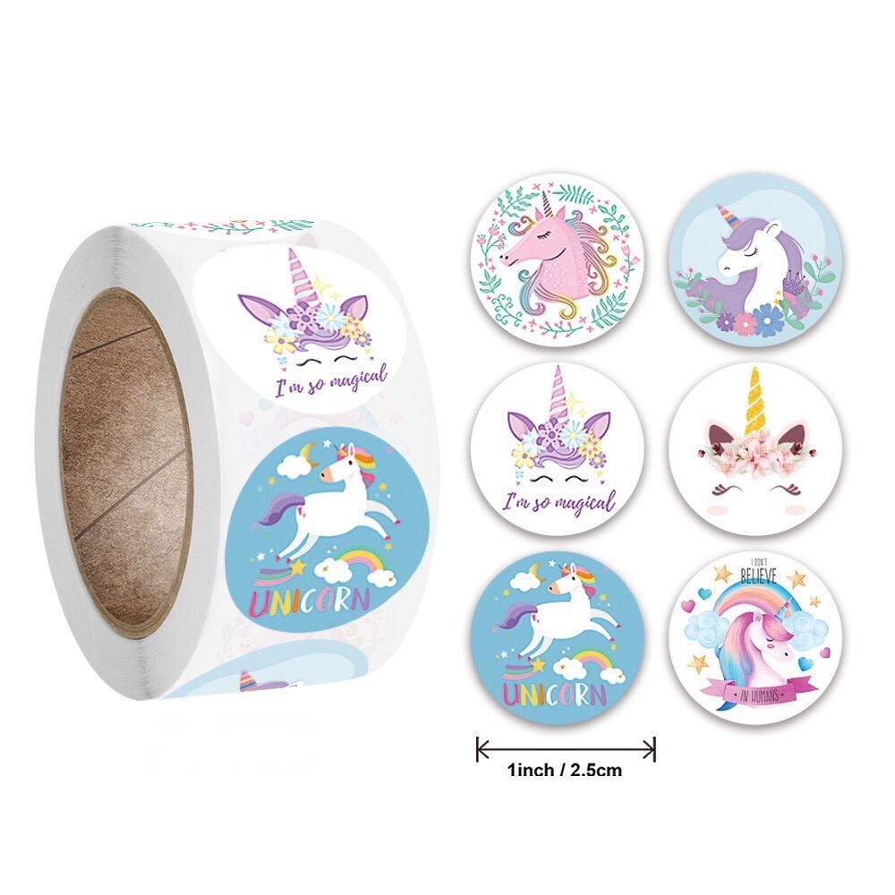 Unicorn Round Label Stickers (500pcs/roll) - Grace | Chasing Unicorns