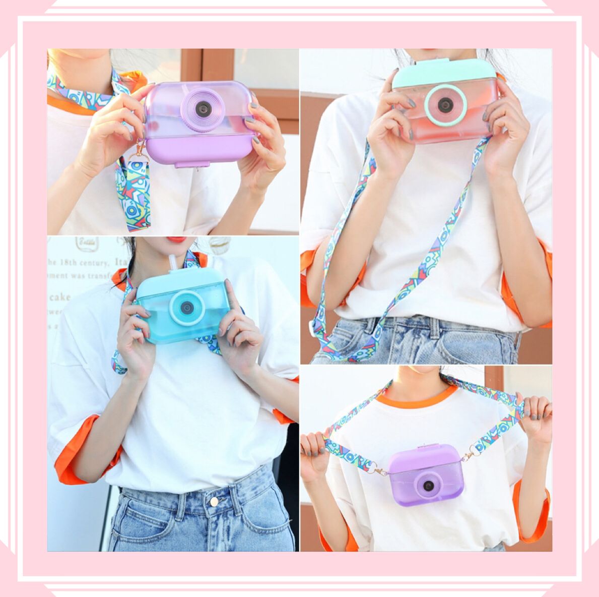 Kawaii Camera Straw Water Bottle | Chasing Unicorns