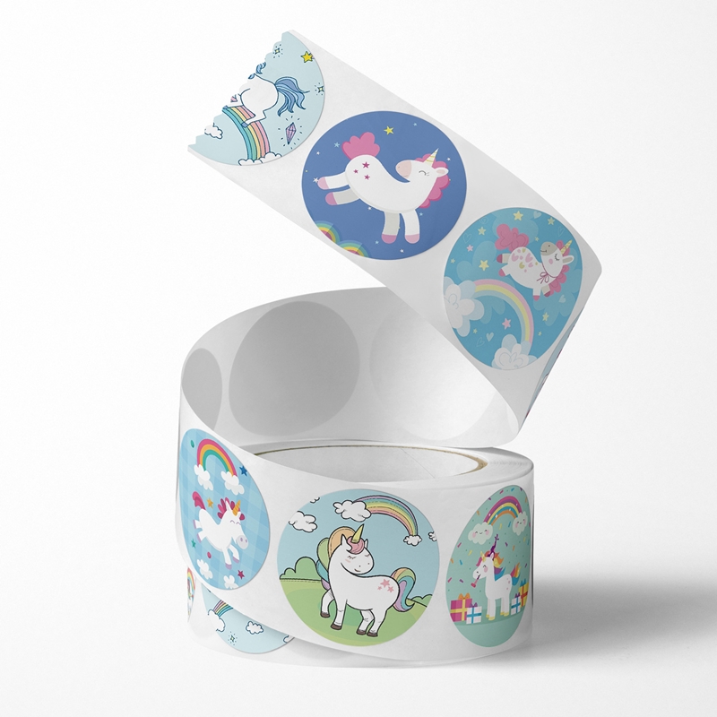 Unicorn Round Label Stickers (500pcs/roll) - Fun | Chasing Unicorns