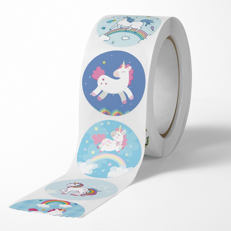 Unicorn Round Label Stickers (500pcs/roll) - Fun | Chasing Unicorns