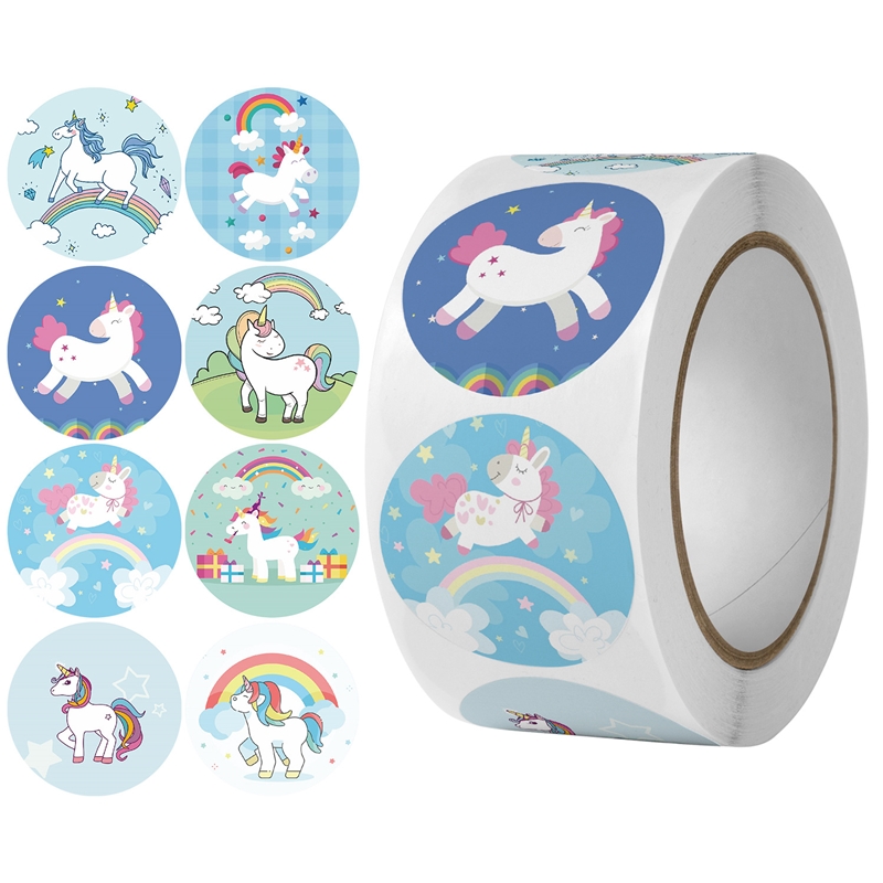 Unicorn Round Label Stickers (500pcs/roll) - Fun | Chasing Unicorns